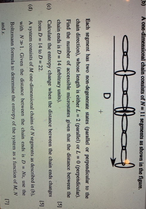 b) A one-dimensional chain consists of N= 11 segments | Chegg.com