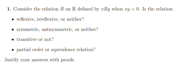 Solved Consider the relation R ﻿on R ﻿defined by xRy ﻿when | Chegg.com