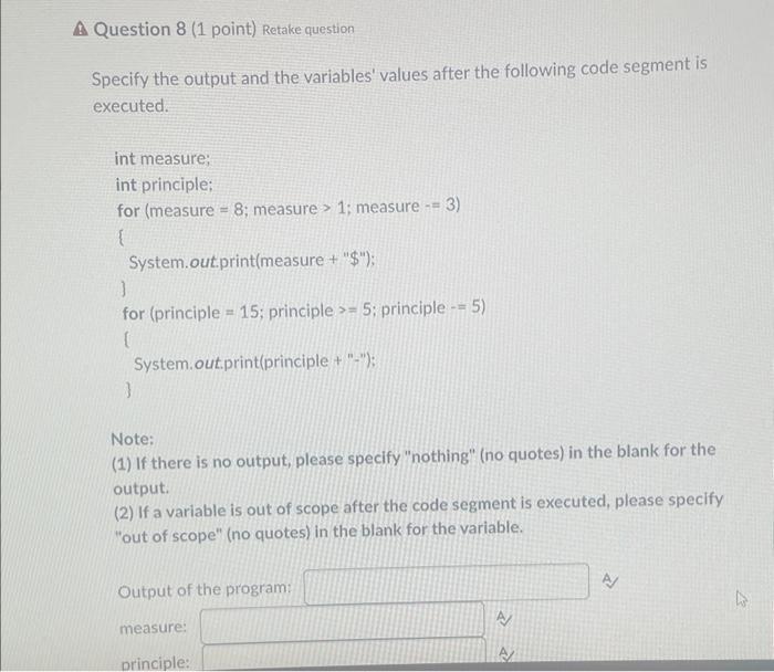 Solved Specify The Output And The Variables Values After 3785