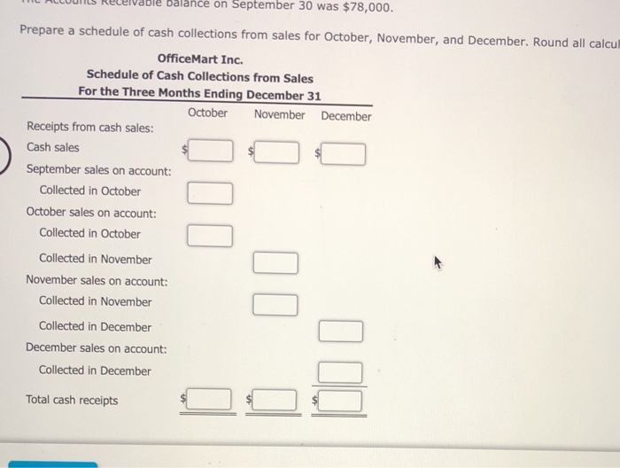 Solved Schedule of Cash Collections of Accounts Receivable | Chegg.com