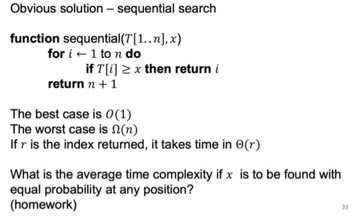 Solved Obvious solution - sequential search function | Chegg.com