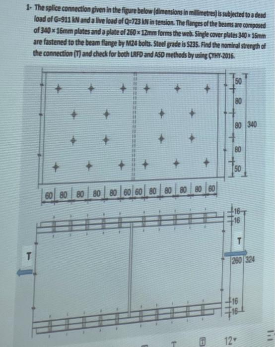 1. The splice connection given in the figure below | Chegg.com