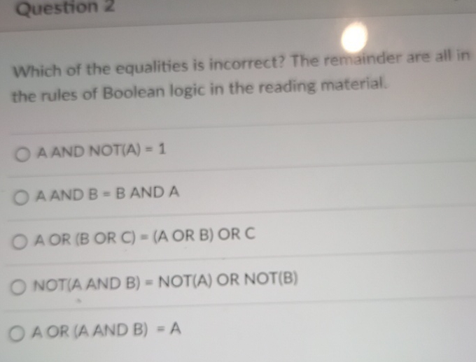 Solved Question 2Which of the equalities is incorrect? The | Chegg.com