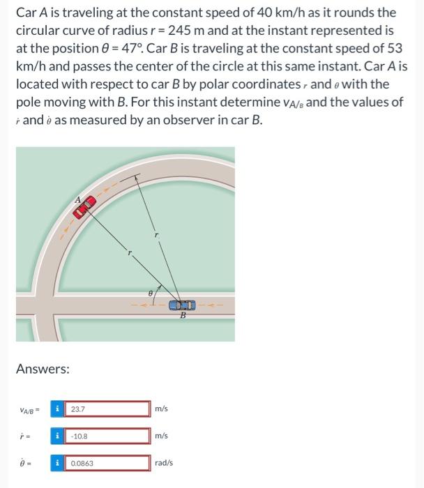 Solved Car A is traveling at the constant speed of 40 km/h | Chegg.com