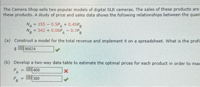 The Camera Shop sells two popular models of digital | Chegg.com