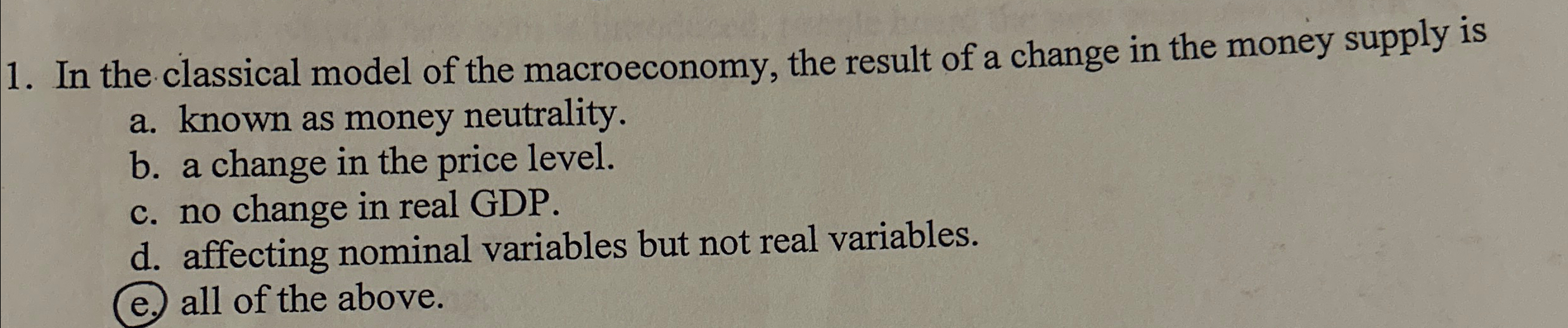 Solved In the classical model of the macroeconomy, the | Chegg.com