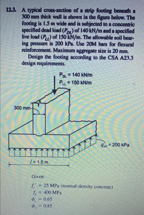Solved 12.3. A typical cross-section of a strip footing | Chegg.com