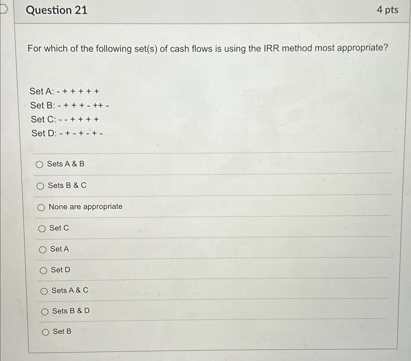 Solved Question 214 ﻿ptsFor which of the following set(s) | Chegg.com