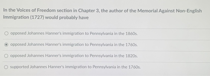 Solved In the Voices of Freedom section in Chapter 3, the | Chegg.com