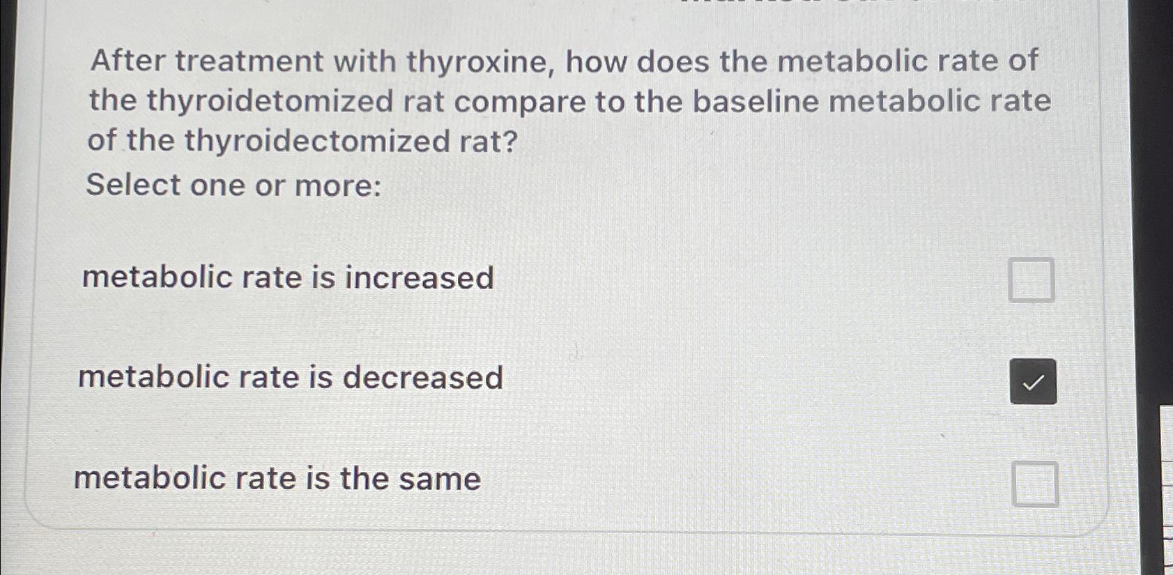 Solved After treatment with thyroxine, how does the | Chegg.com