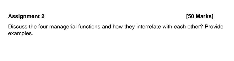 Solved Assignment 2 [50 Marks] Discuss the four managerial | Chegg.com
