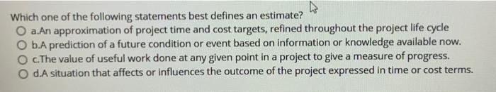 Solved Which one of the following statements best defines an | Chegg.com