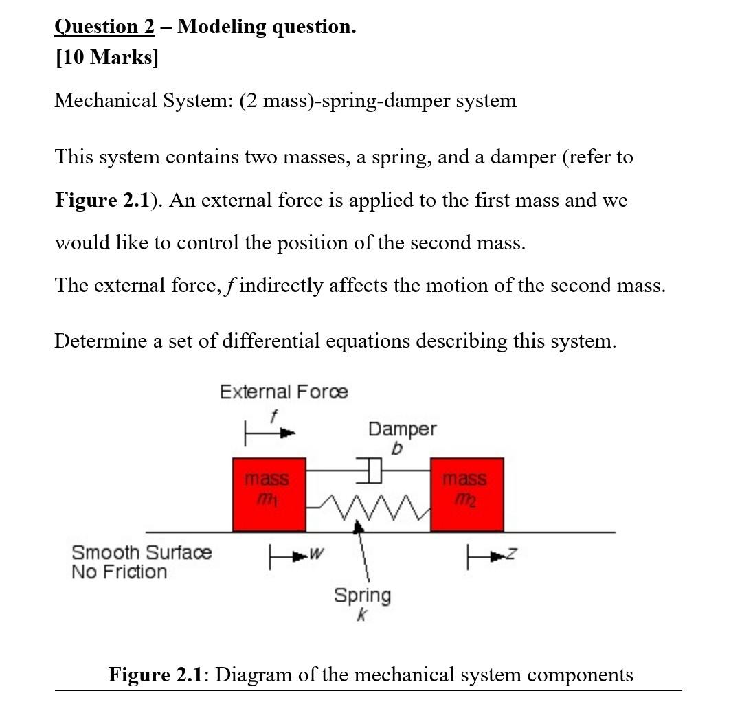 Solved Question 2 - Modeling question. [10 Marks] Mechanical | Chegg.com