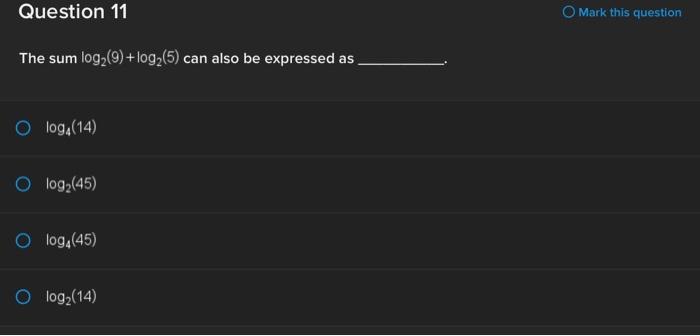 Solved log4(14) log2(45) log4(45) log2(14) | Chegg.com