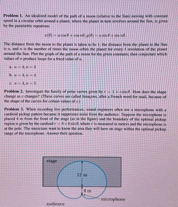 Solved Problem 1. An idealized model of the path of a moon | Chegg.com