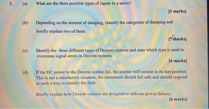 5. (a) What are the three possible types of inputs to | Chegg.com