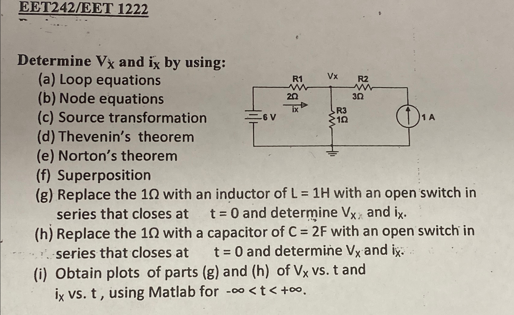 Solved EET242/EET 1222Determine Vx ﻿and ix ﻿by using:(a) | Chegg.com