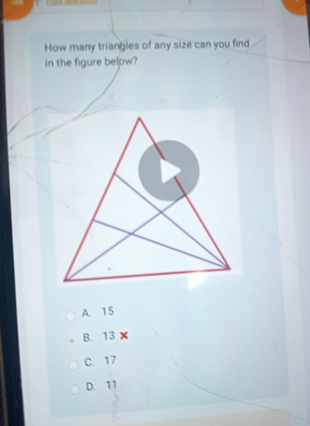 Solved How many triangles of any size can you find in the | Chegg.com