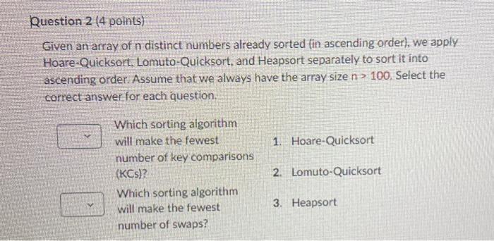 Solved Given An Array Of N Distinct Numbers Already Sorted