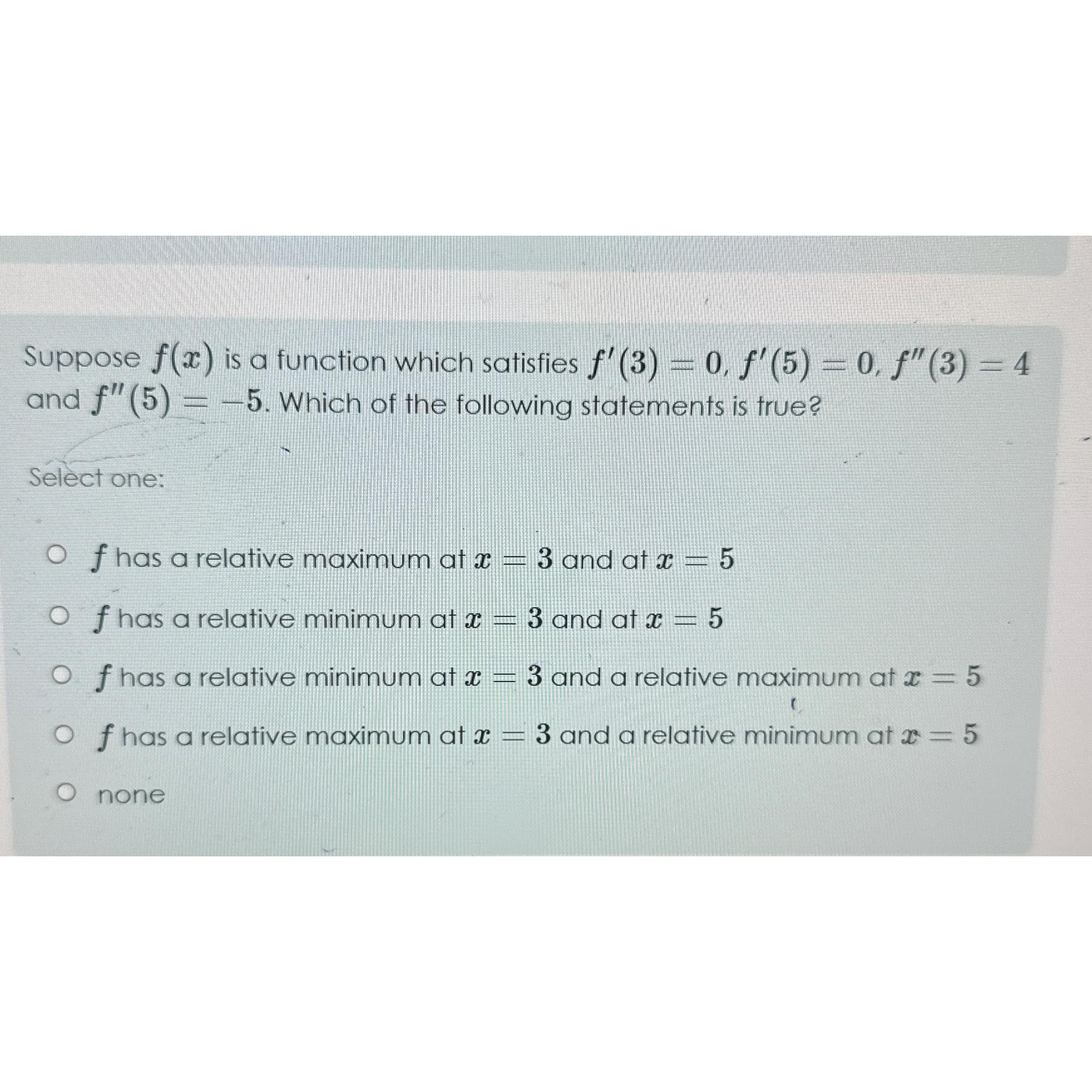 Solved Suppose f(x) ﻿is a function which satisfies | Chegg.com