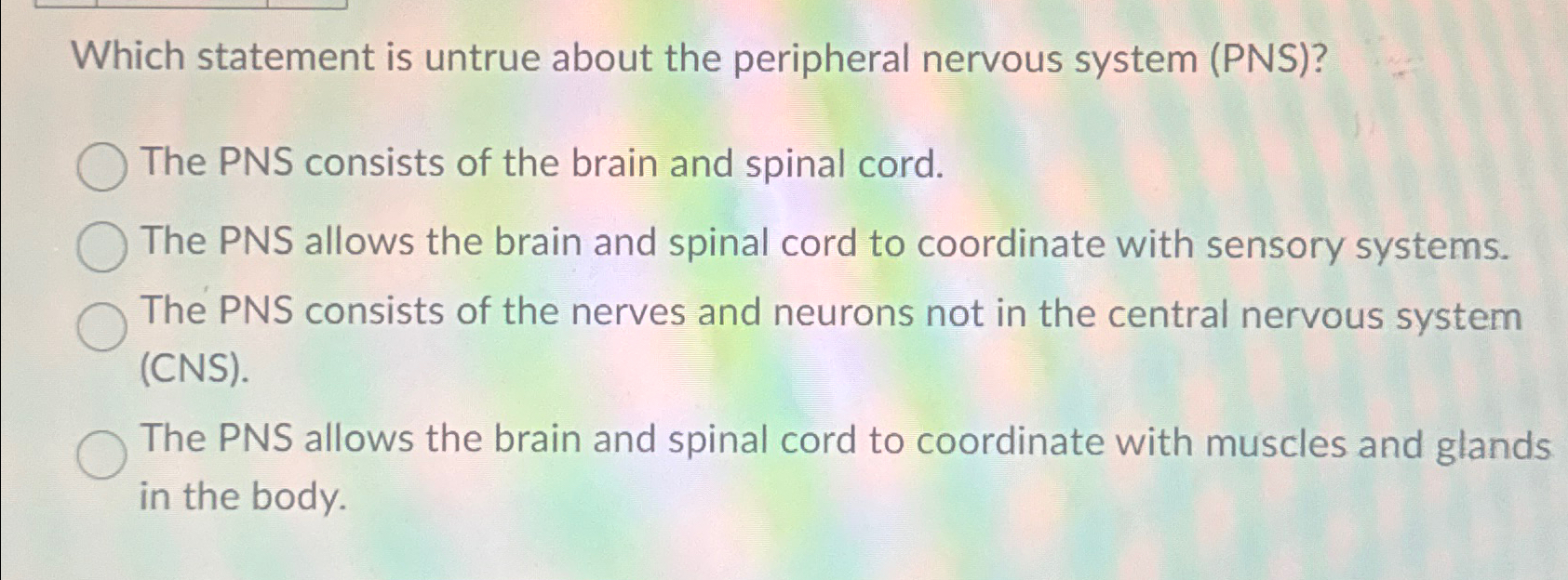 Solved Which statement is untrue about the peripheral | Chegg.com