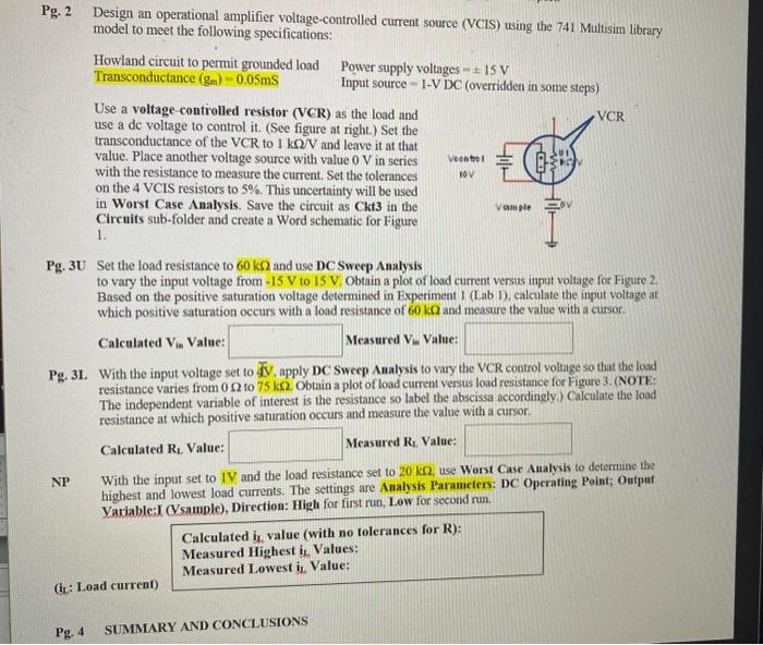 Pg.2 Design an operational amplifier | Chegg.com