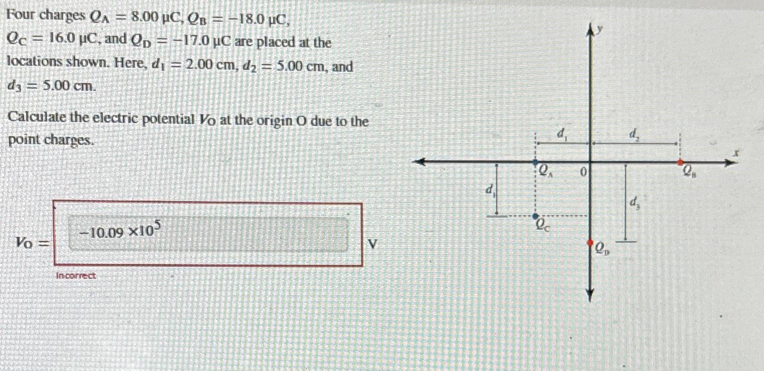 Solved Four charges QA=8.00μC,QB=-18.0μC, QC=16.0μC, ﻿and | Chegg.com