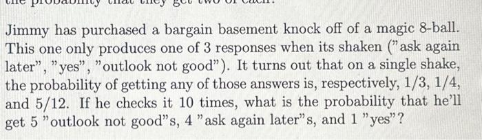 Solved Jimmy has purchased a bargain basement knock off of a | Chegg.com