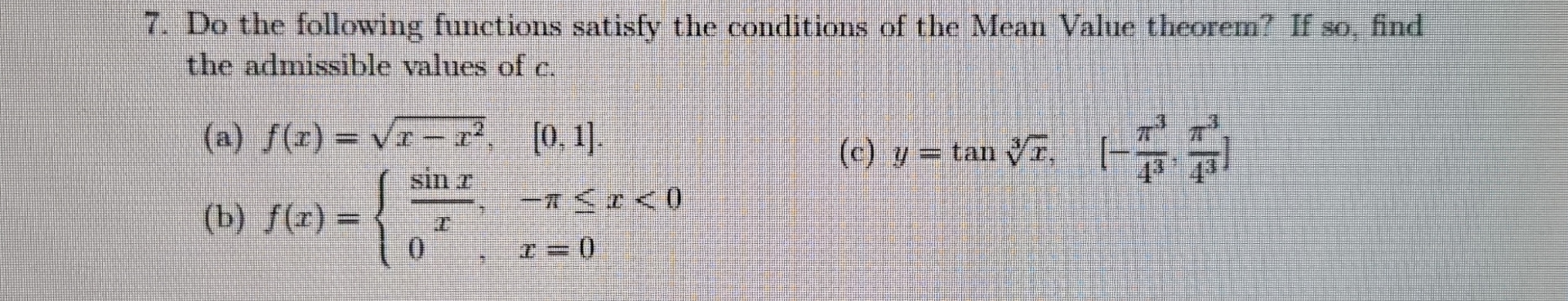 Solved Do the following functions satisfy the conditions of | Chegg.com