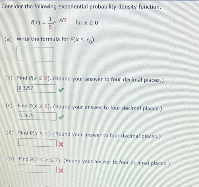 Solved Consider the following exponential probability | Chegg.com