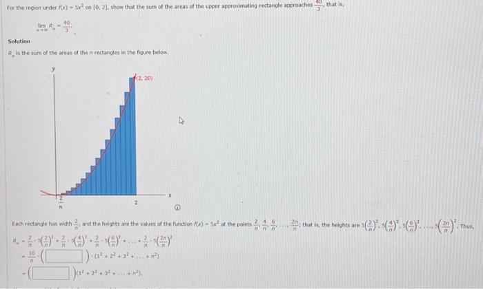 For the region under f(x)=5x2 on [0,2], show that the | Chegg.com