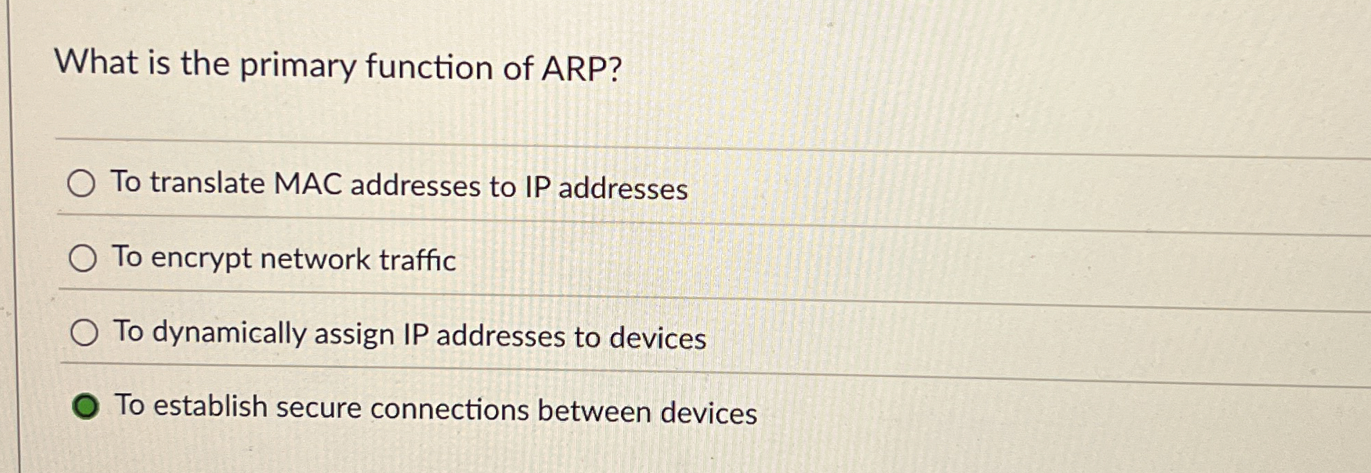 Solved What is the primary function of ARP?To translate MAC | Chegg.com