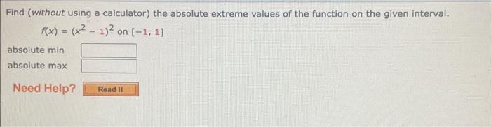 Solved Find (without using a calculator) the absolute | Chegg.com