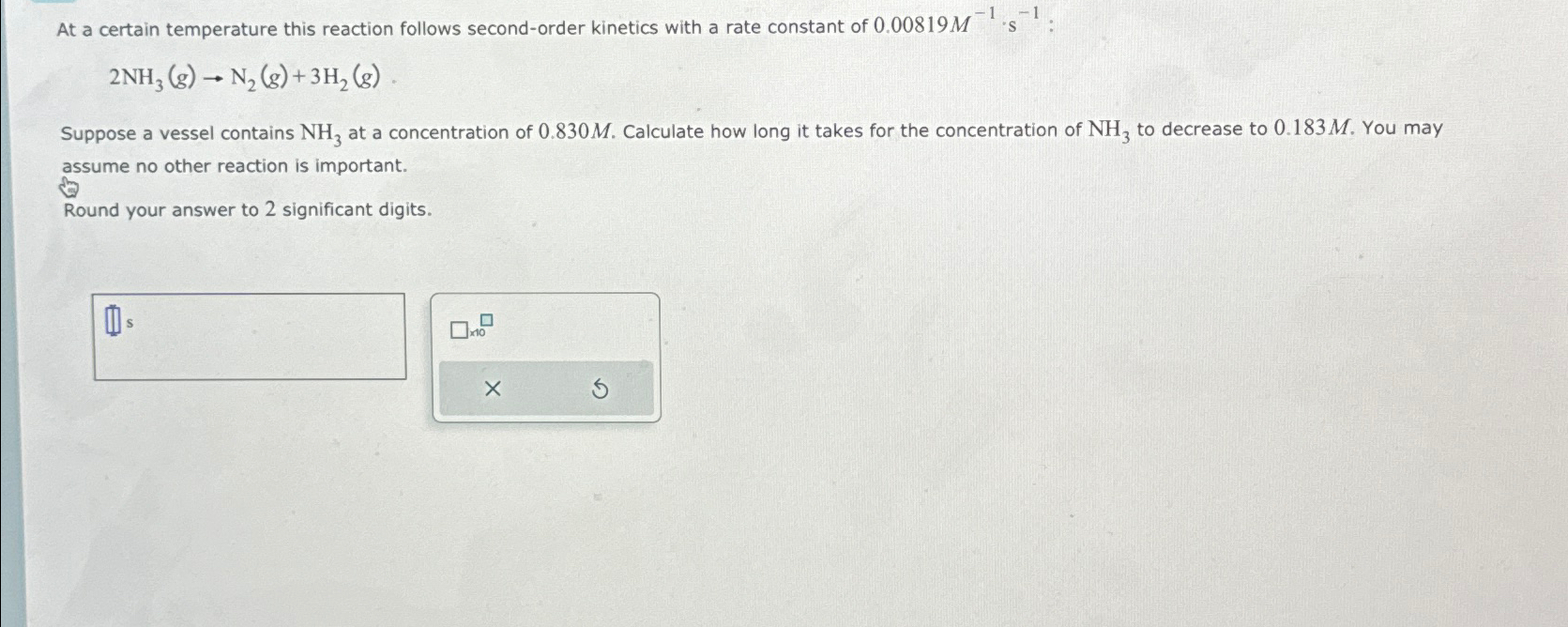 Solved At a certain temperature this reaction follows | Chegg.com