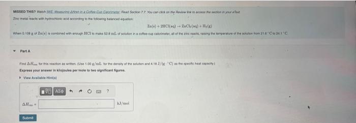 Solved Part C(s)+O2(e)+CO (r) Δti+4=−3935 kJMetion in your | Chegg.com