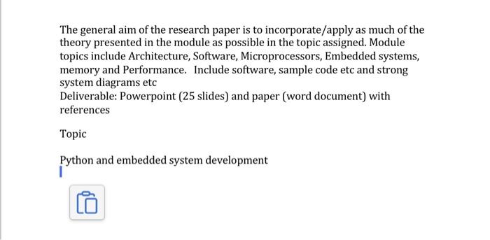 Solved The general aim of the research paper is to | Chegg.com