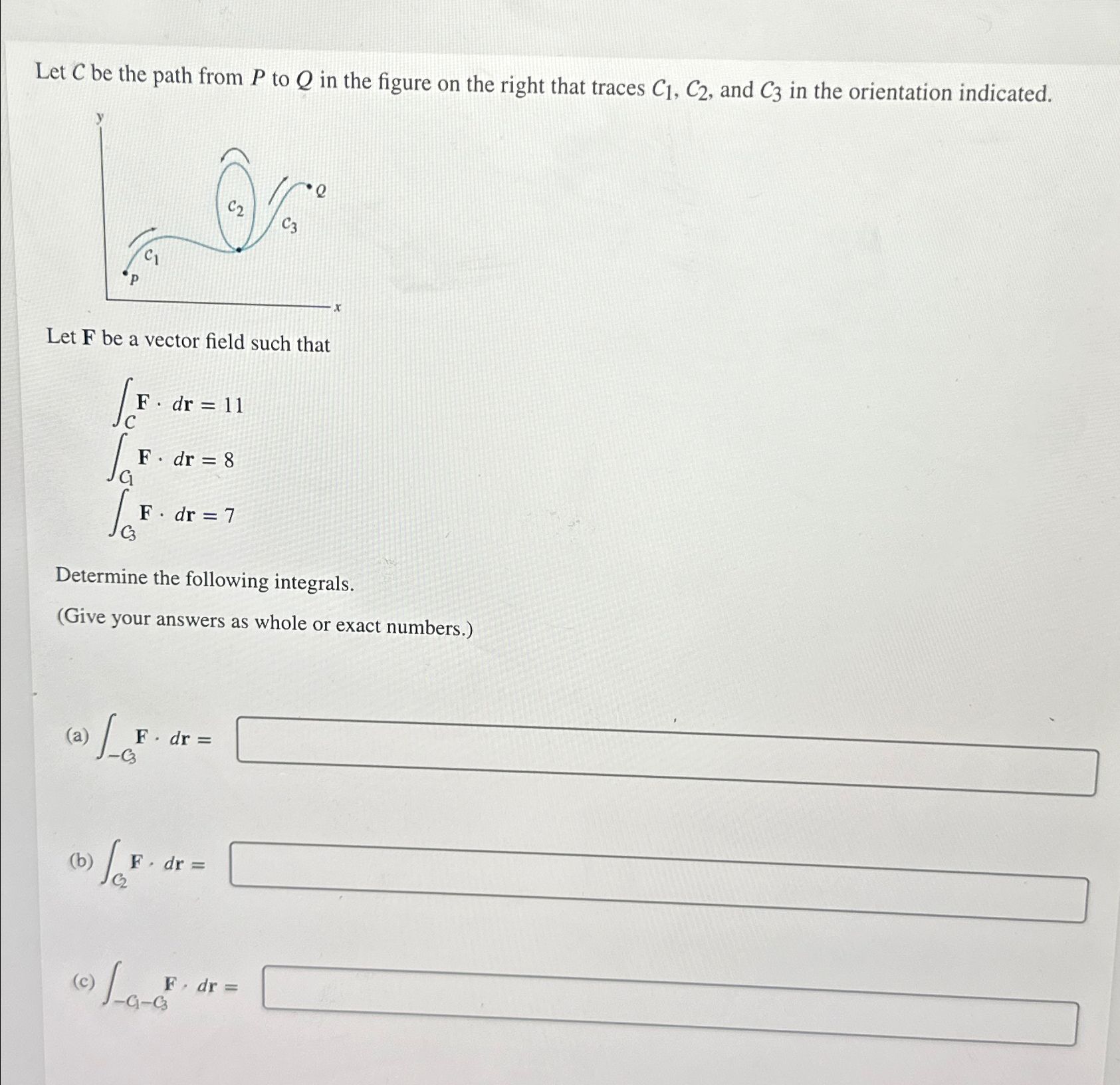 Solved Let C ﻿be the path from P ﻿to Q ﻿in the figure on the | Chegg.com