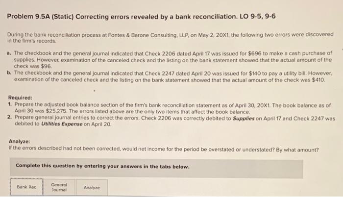 Solved Problem 9.5A (Static) Correcting errors revealed by a | Chegg.com