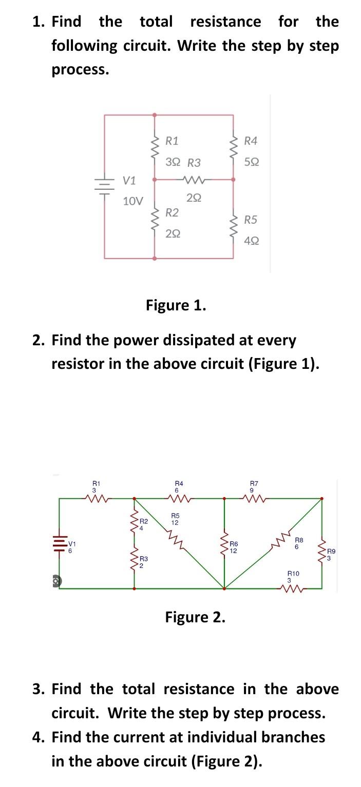 Solved 1. Find the total resistance for the following | Chegg.com