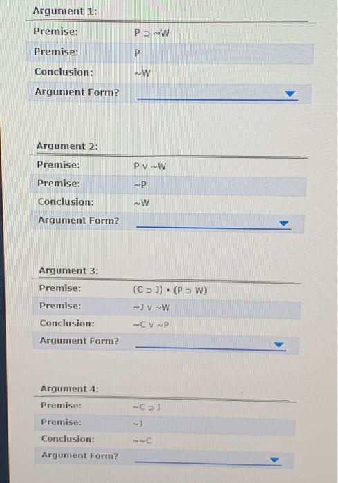 Solved Argument 1: Premise: PW Premise: р Conclusion: ww | Chegg.com