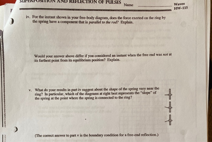 REFLECTION OF PULSES Name Waves HW-115 iv. For the | Chegg.com