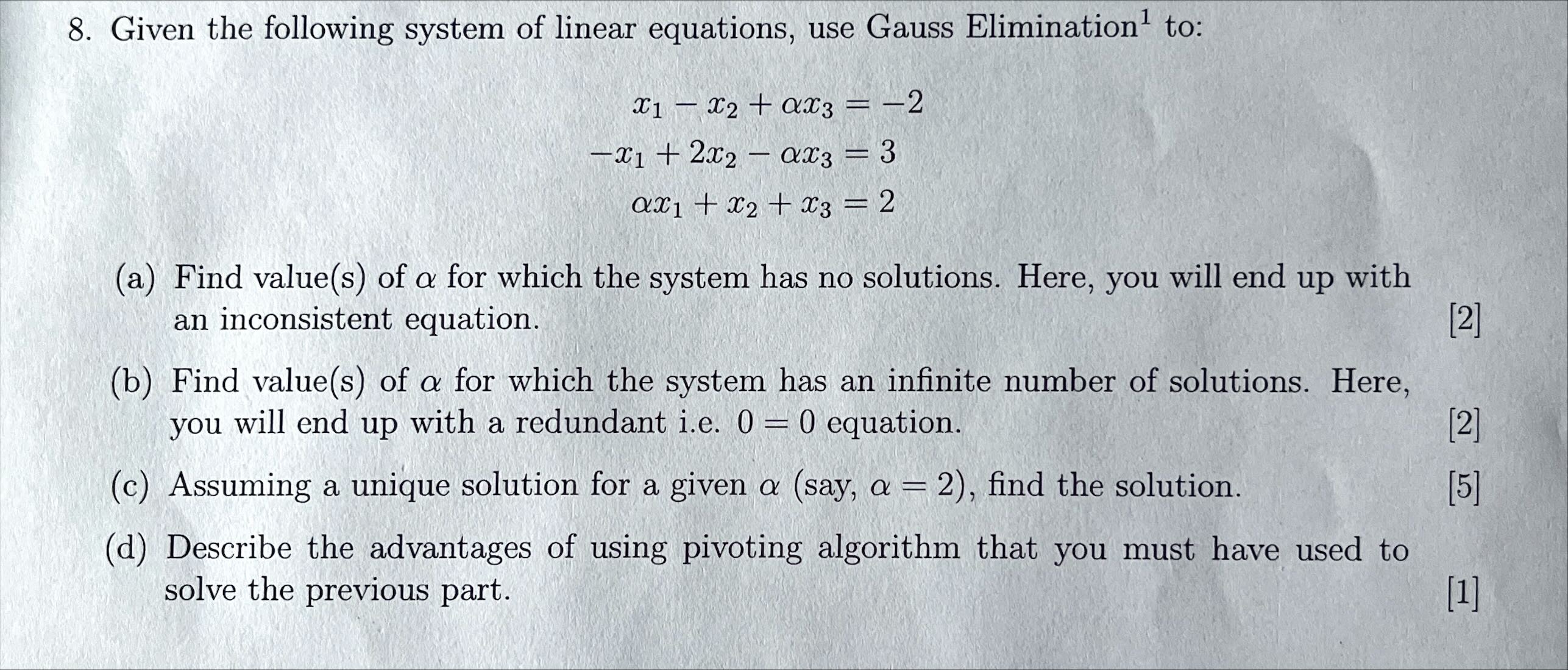 Solved Given the following system of linear equations, use | Chegg.com