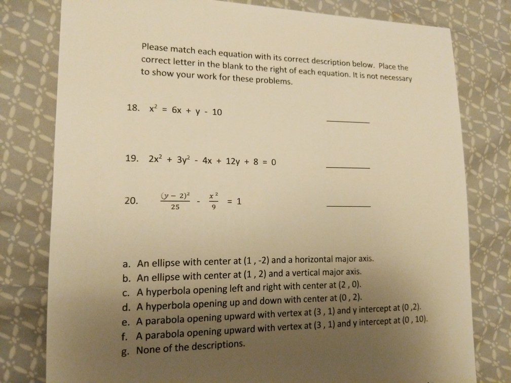 Solved Please match each equation with its correct | Chegg.com