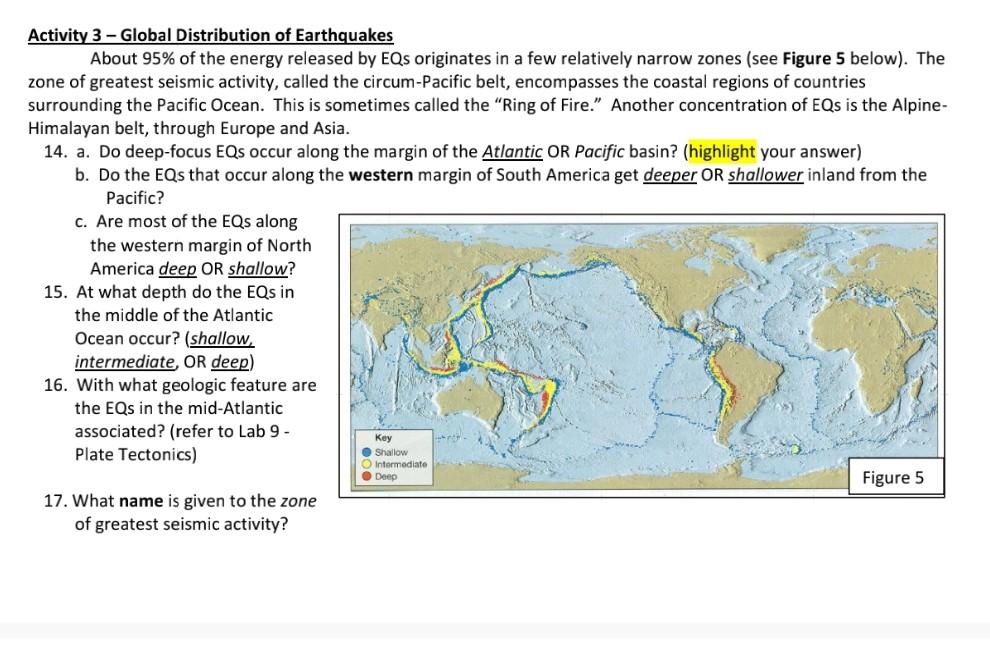 Solved Activity 3-Global Distribution of Earthquakes About | Chegg.com