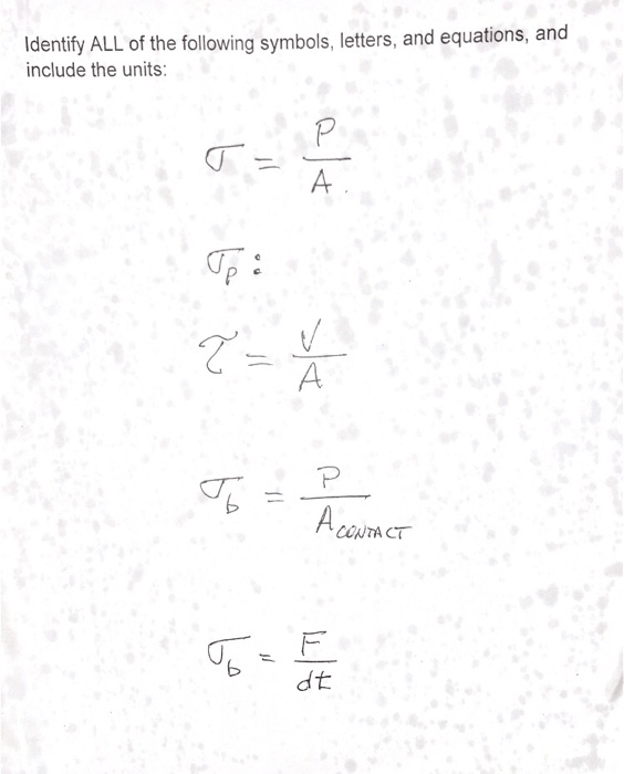 Solved Identify ALL of the following symbols, letters, and | Chegg.com