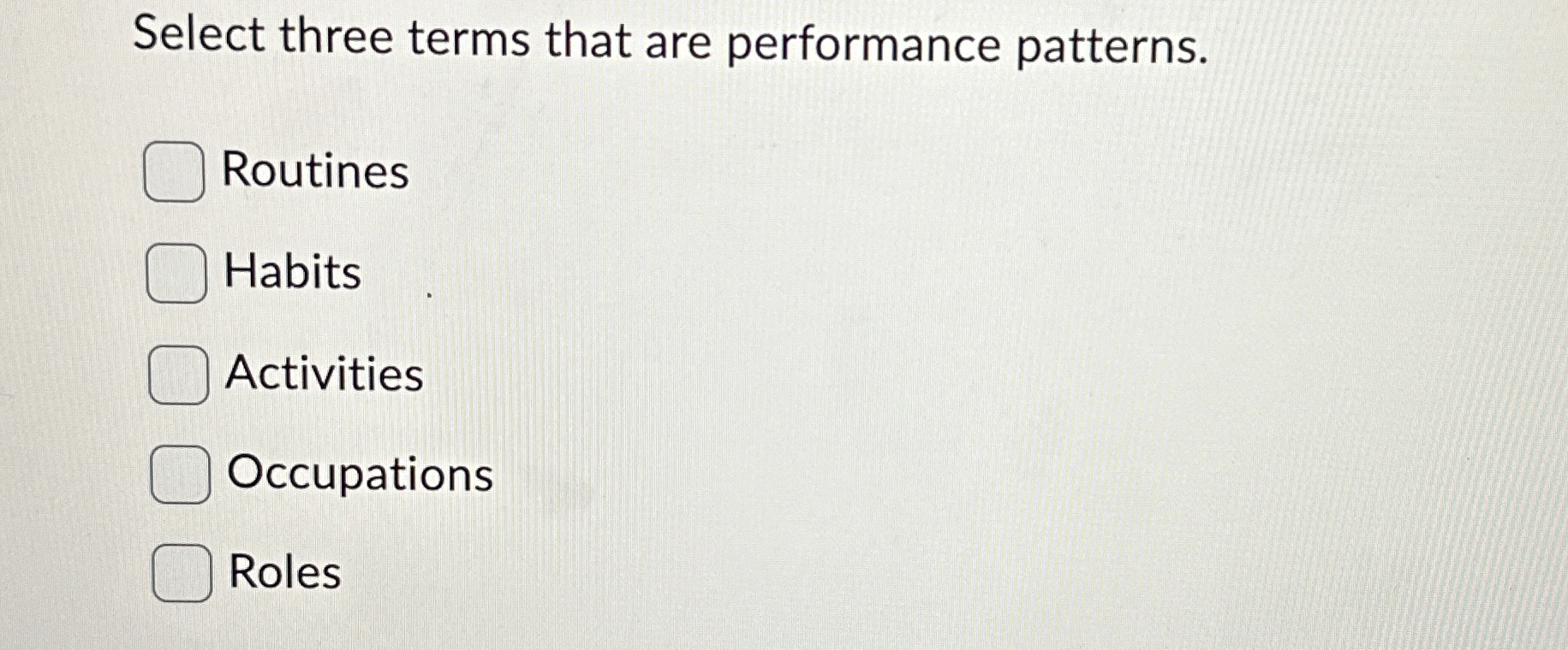 Solved Select three terms that are performance | Chegg.com