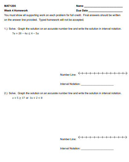 Solved Week 4 ﻿HomeworkDue DateYou must show all supporting | Chegg.com