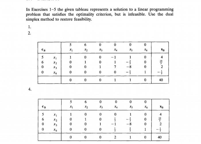 Solved In Exercises 1−5 the given tableau represents a | Chegg.com Solved In Exercises 1−5 the given tableau represents a | Chegg.com
