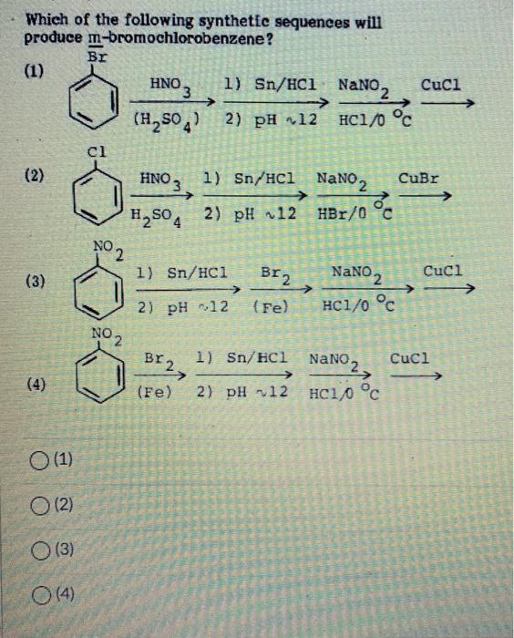 Solved HNO3 Which of the following synthetic sequences will | Chegg.com