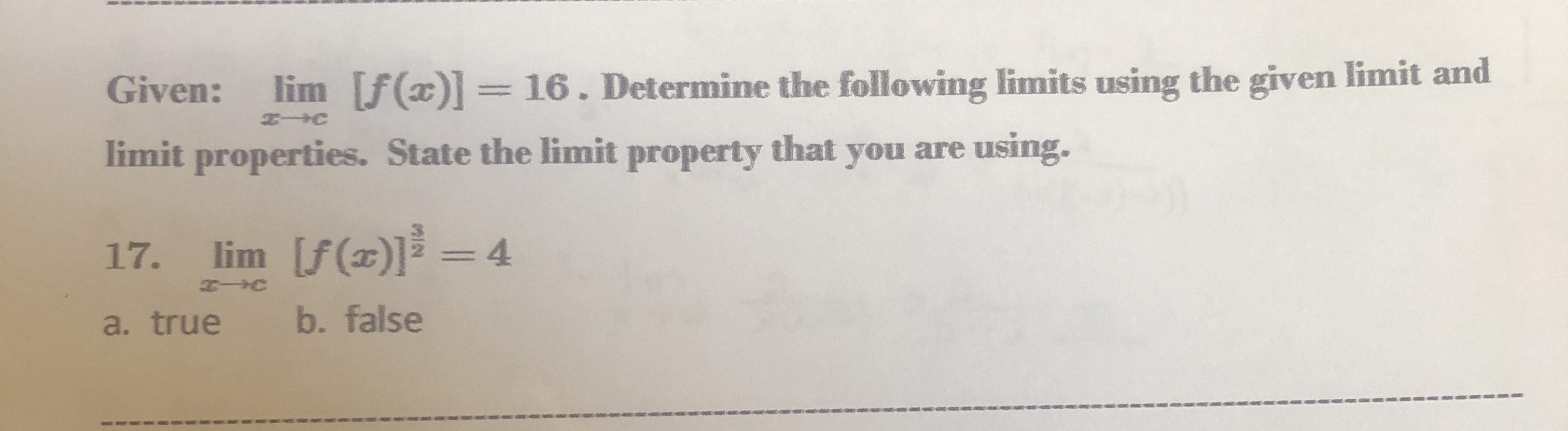 Solved Given: limx→c[f(x)]=16. ﻿Determine the following | Chegg.com